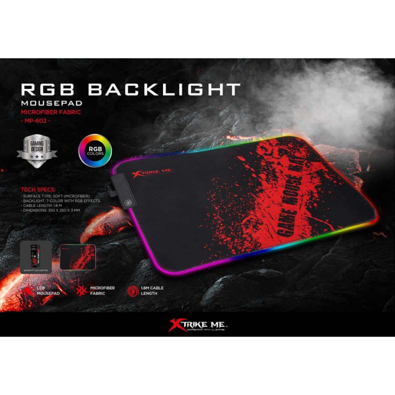Mouse pad gamer XTRIKE ME MP-602 retroiluminable RGB