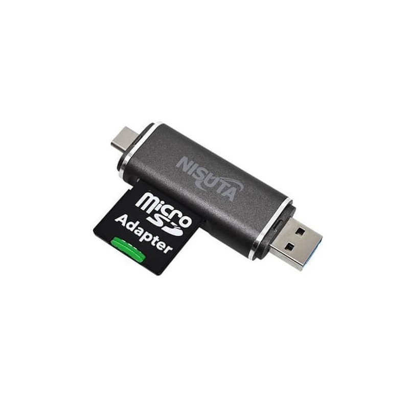 Lector de tarjetas NISUTA sd/micro sd con conector usb c, AM y micro