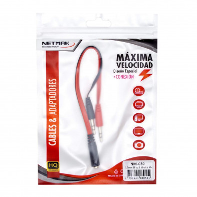 Cable adaptador NETMAK NM-C50 para auricular plug 3.5 hembra a 2 macho