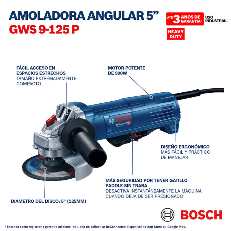 Amoladora angular BOSCH GWS GWS 9-125 P PROFESSIONAL 900W