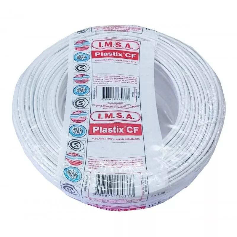 Cable unipolar IMSA 1,0mm2 bobina blanco CLASE 5 IRAM 2183