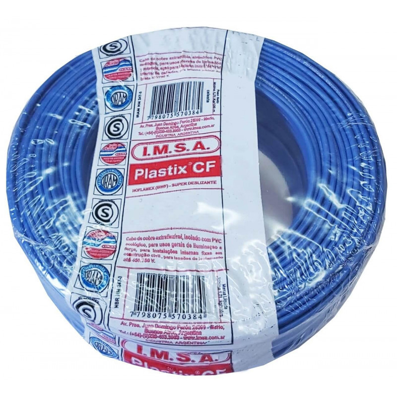 Cable unipolar IMSA 1,5mm2 bobina celeste CLASE 5 IRAM 2183