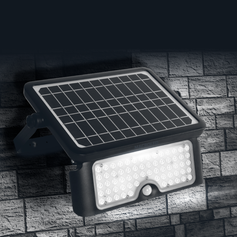 Luminaria solar MACROLED IP65 10W 1150lm 6000K luz fría con sensor