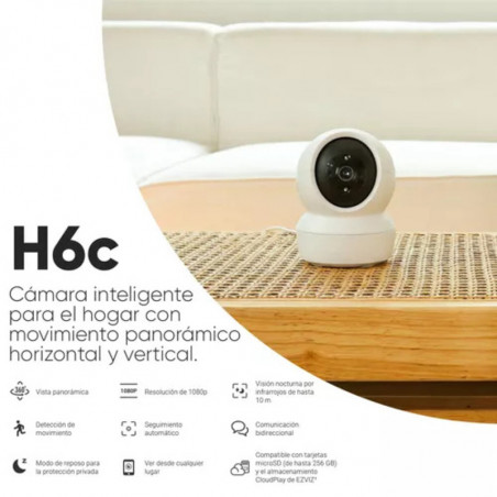 Cámara de seguridad EZVIZ H6C 4MP con seguimiento inteligente y paneo 360°