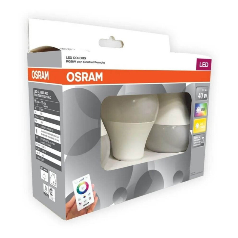 Pack x3 lámparas led LEDVANCE colors RGB A60 7.5W con control remoto