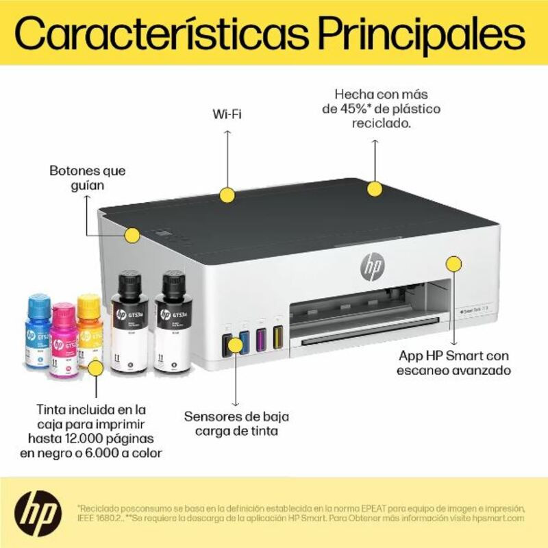 Impresora HP SMART TANK 210 Wi-Fi USB 2.0