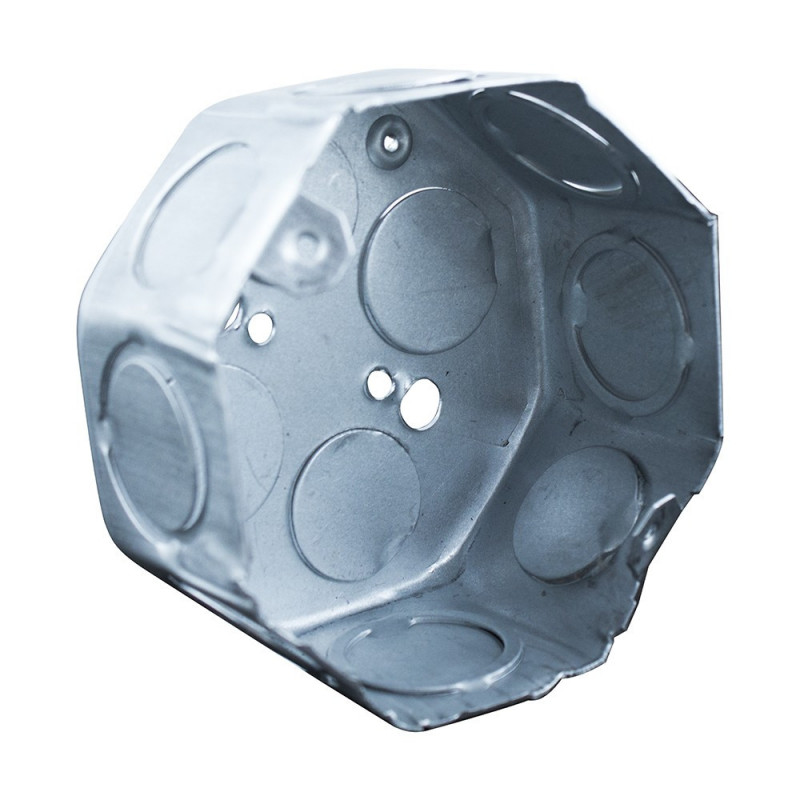 Caja octogonal metalica liviana zincada chica diametro 80 x 43mm
